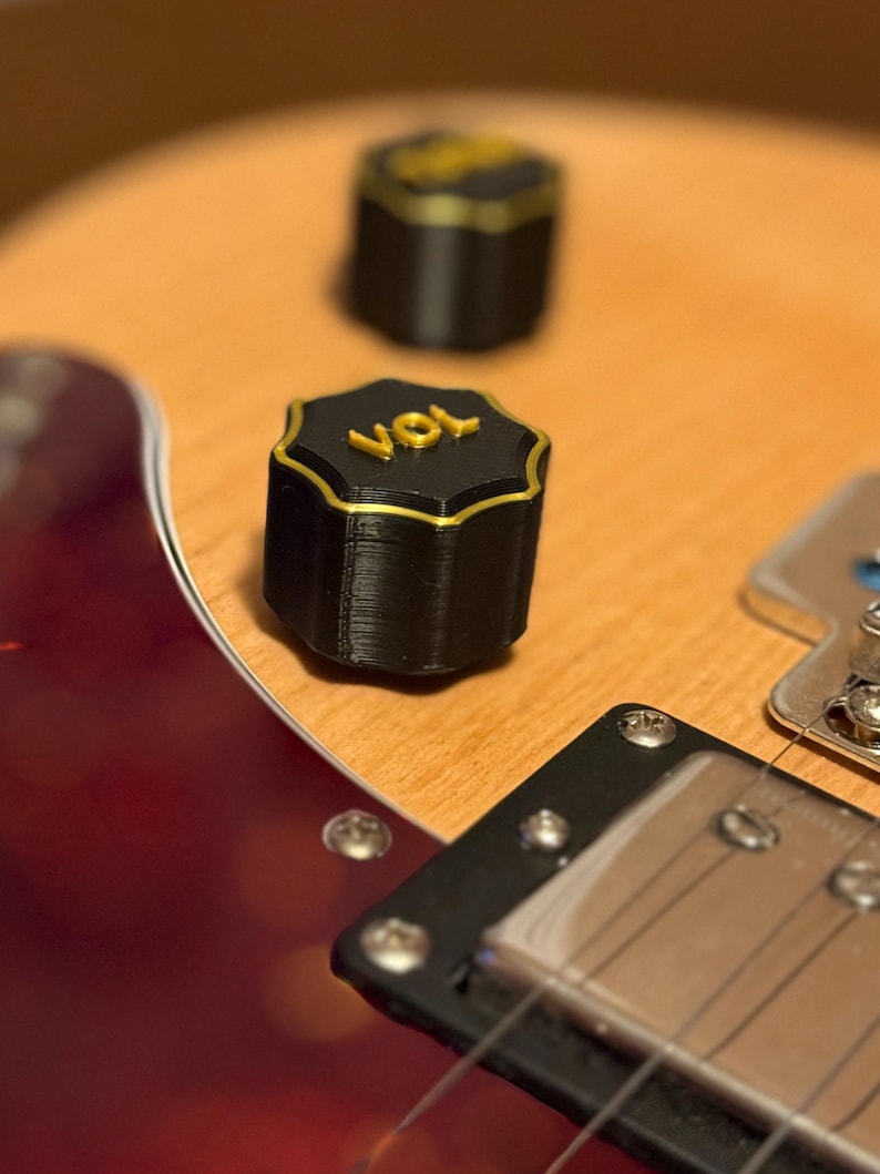 Custom 3d-printed Guitar Knobs – VOL & TONE Set - Black / Gold - Etsy