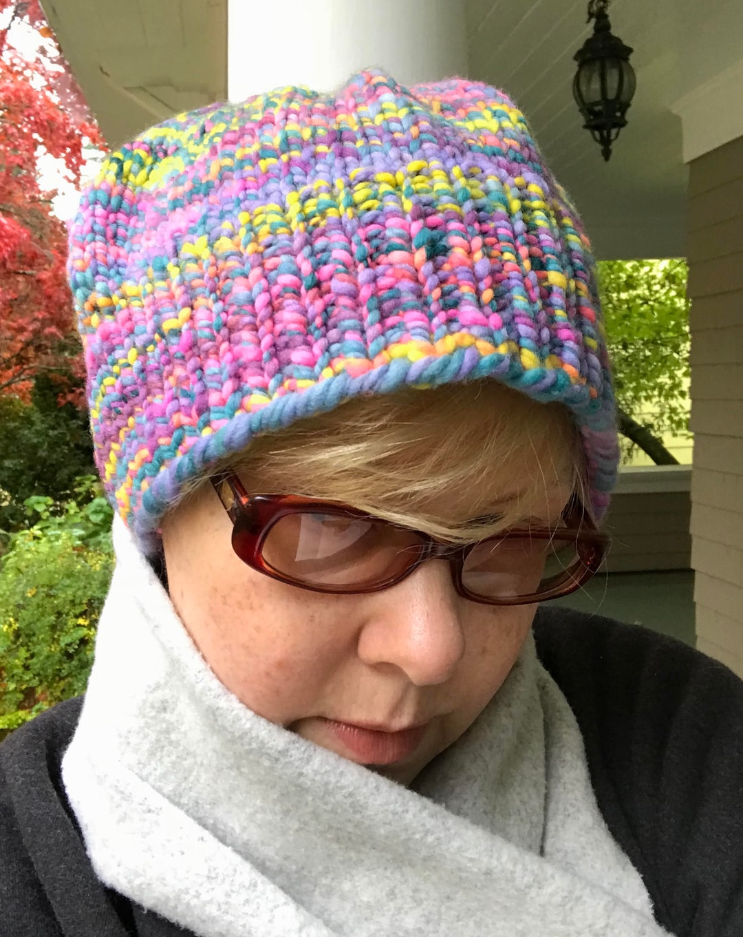 Handknit Hat Ribbed Brim Beanie Stocking Cap - Medium/large Size ...