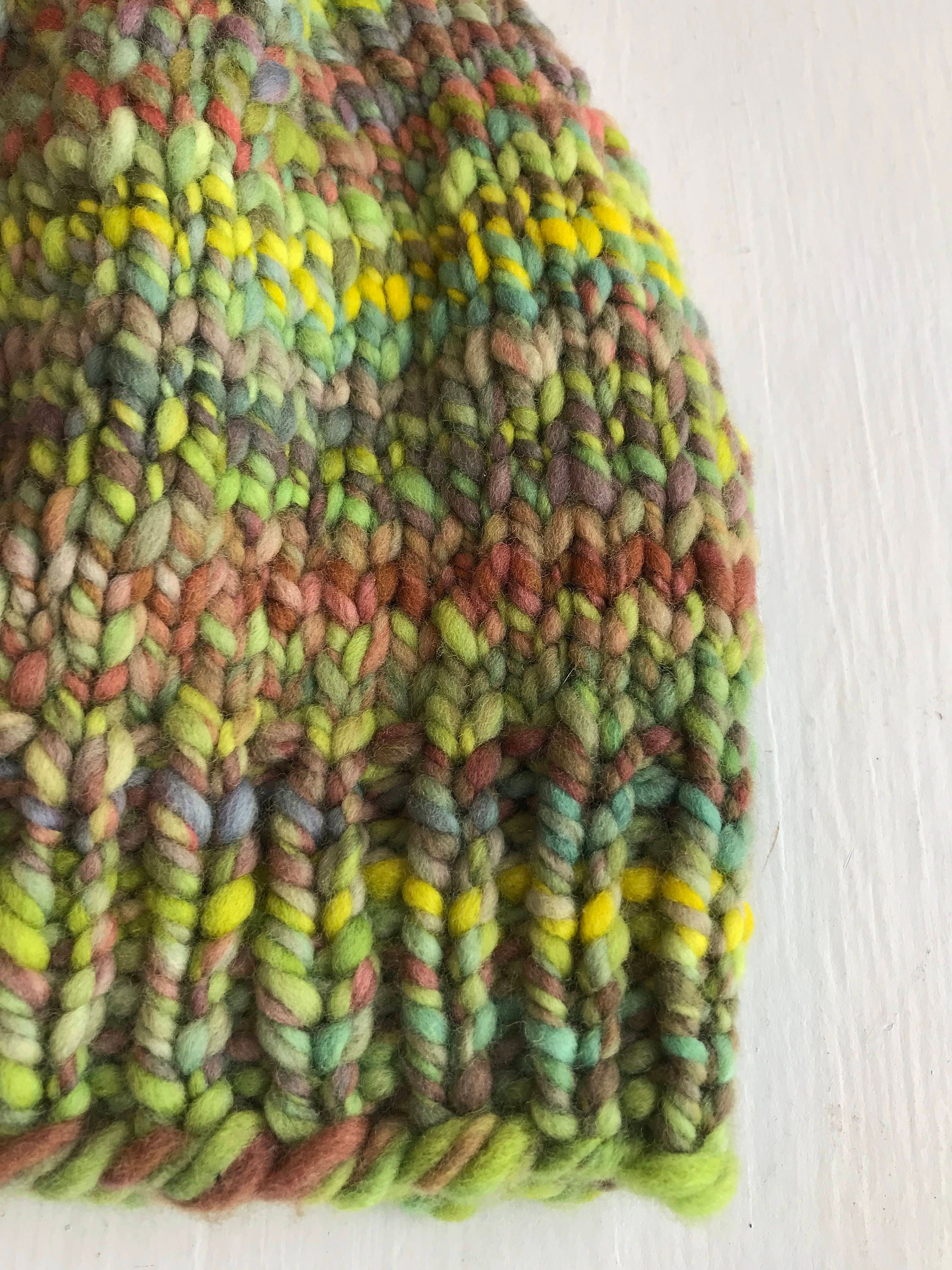 Handknit Hat Ribbed Brim Beanie Stocking Cap - Medium Size - Handspun ...