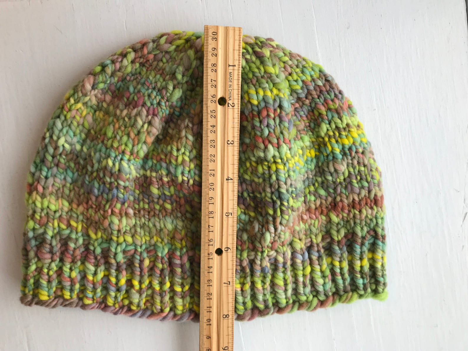 Handknit Hat Ribbed Brim Beanie Stocking Cap - Medium Size - Handspun ...