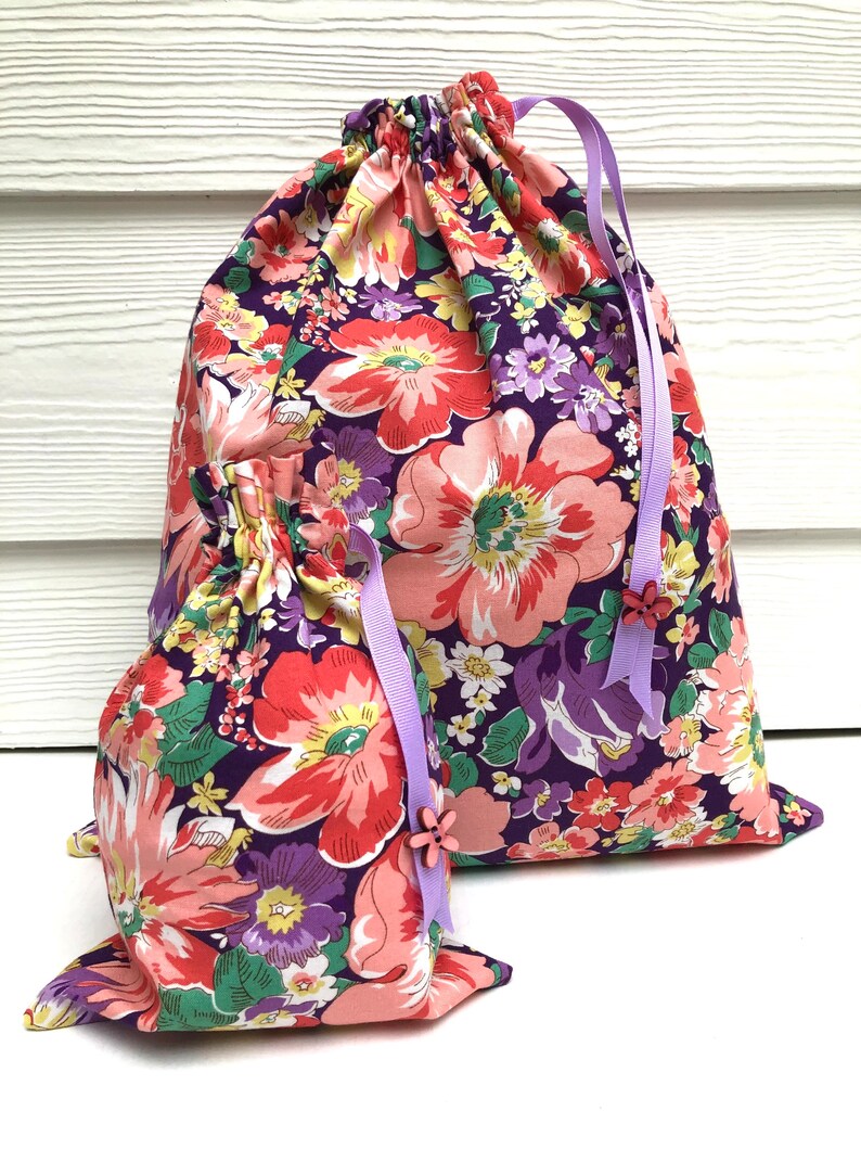 Pretty Simple Drawstring Project Bag Set - Spring Bright Bouquet - Etsy