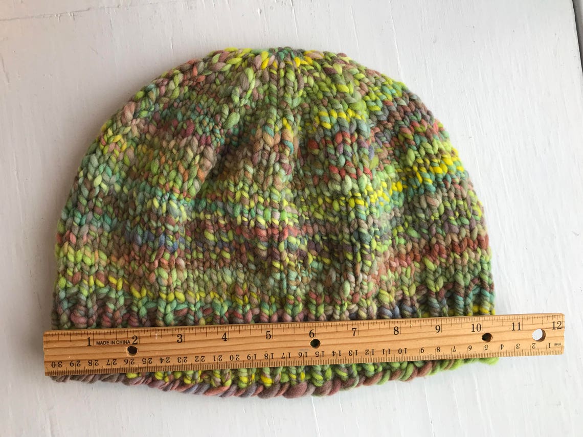 Handknit Hat Ribbed Brim Beanie Stocking Cap - Medium Size - Handspun ...