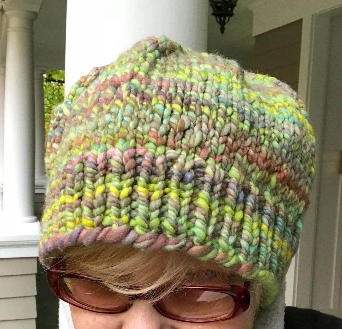 Handknit Hat Ribbed Brim Beanie Stocking Cap - Medium Size - Handspun ...