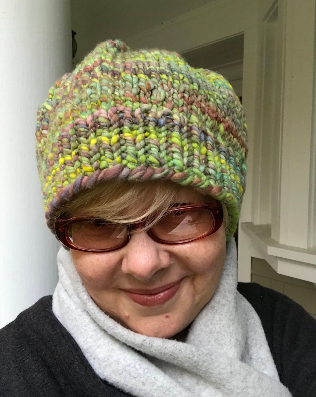 Handknit Hat Ribbed Brim Beanie Stocking Cap - Medium Size - Handspun ...