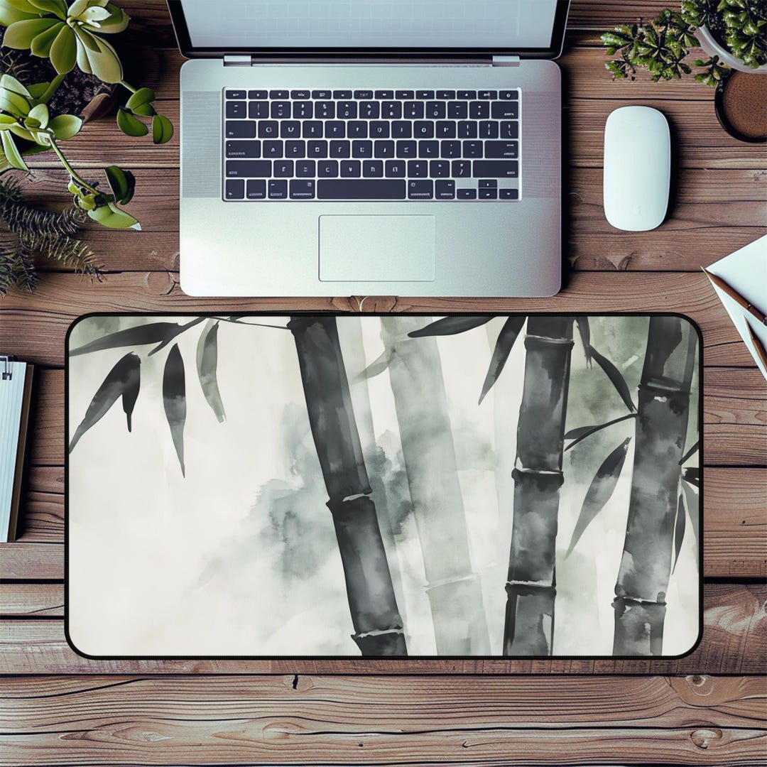 Bamboo Desk Mat | Japanese Art Mousepad, Nature Inspired - Etsy