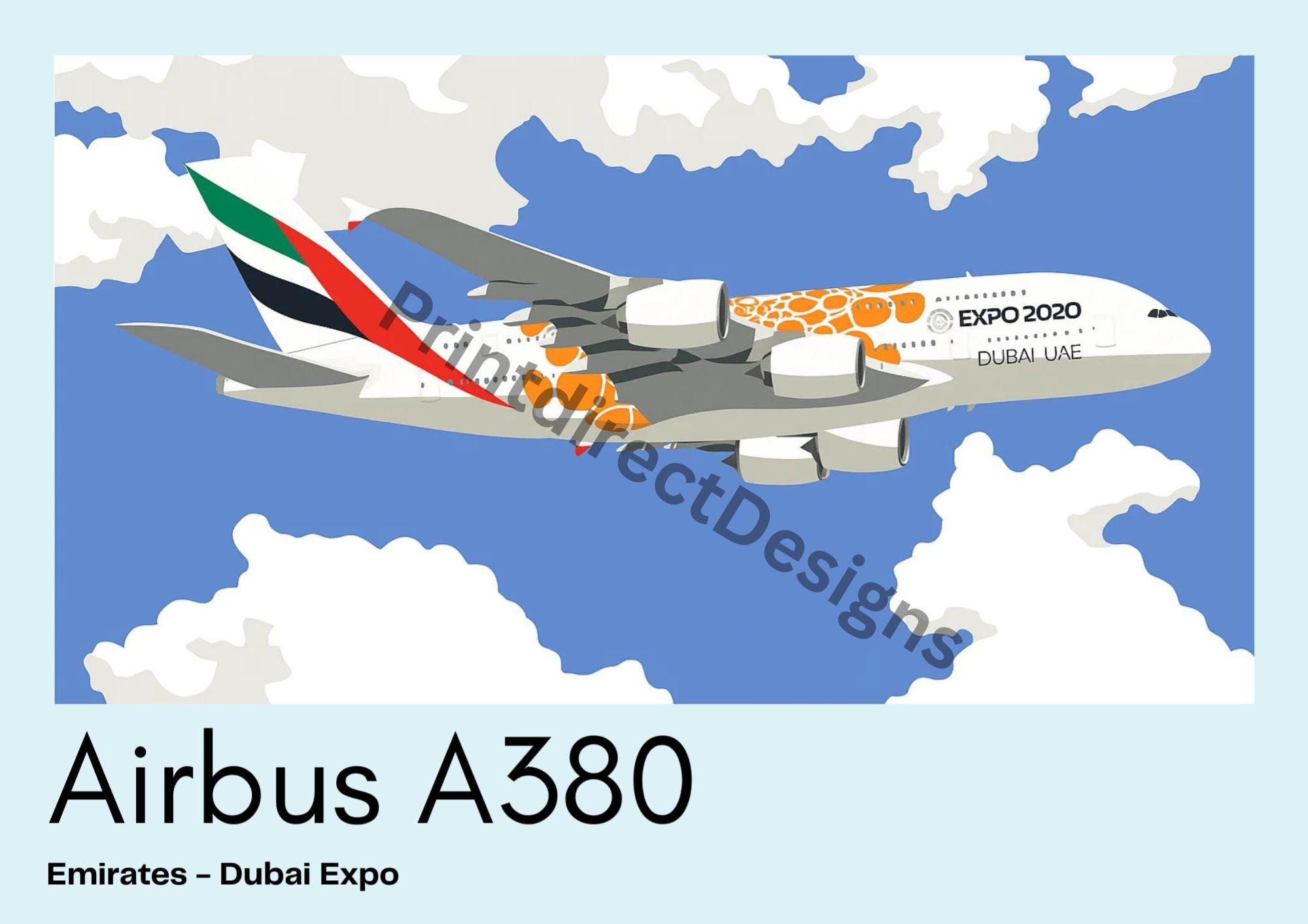 Emirates A380 Expo 2020 Dubai Poster: Aviation Art Print (digital ...