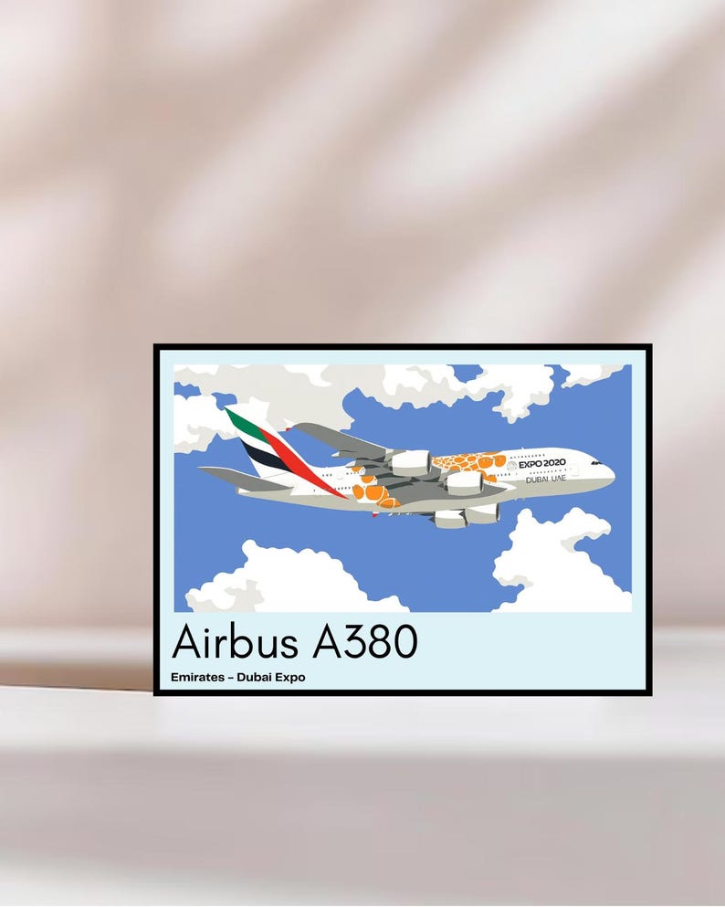 Emirates A380 Expo 2020 Dubai Poster: Aviation Art Print (digital ...