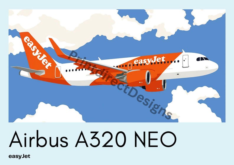 Airbus A320 NEO Easyjet Poster – Digital Download Plane Art, Modern ...
