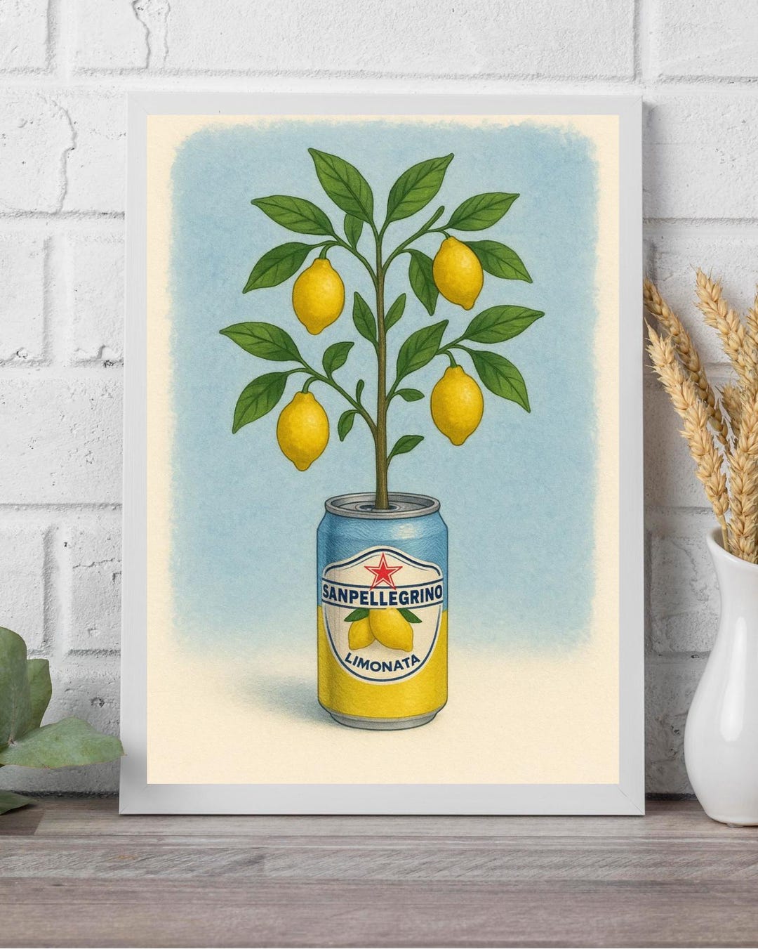 San Pellegrino Lemon Tree Poster – Whimsical Pop Art Printable, Italian ...