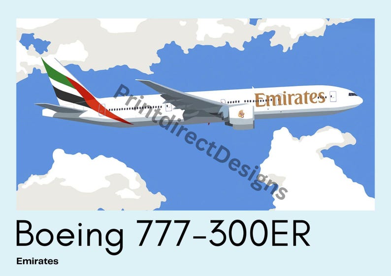 Emirates Boeing 777-300ER Poster: Aviation Wall Art (digital Download ...