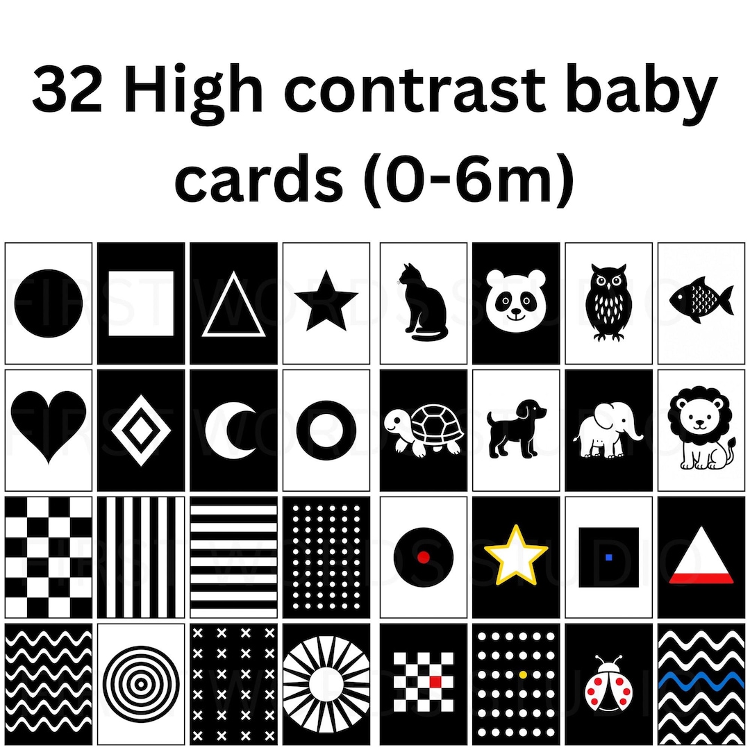 High Contrast Baby Flashcards Bundle | Newborn & Infant Sensory Cards ...