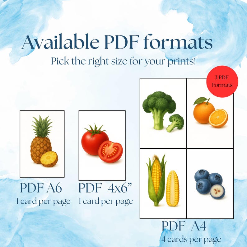 Fruits & Vegetables Flashcards: Realistic Montessori Learning Cards ...