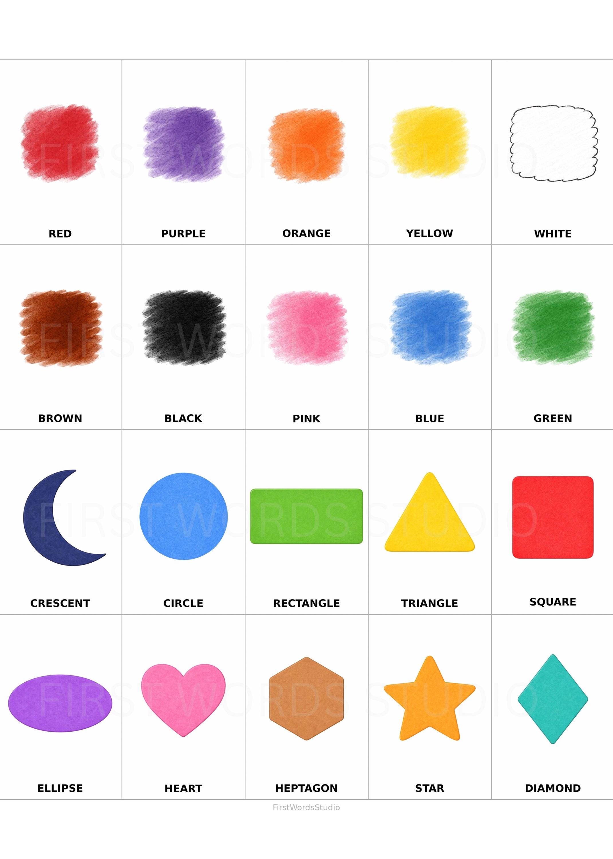 Shapes & Colors Flashcards | Printable Montessori Cards | Toddler ...