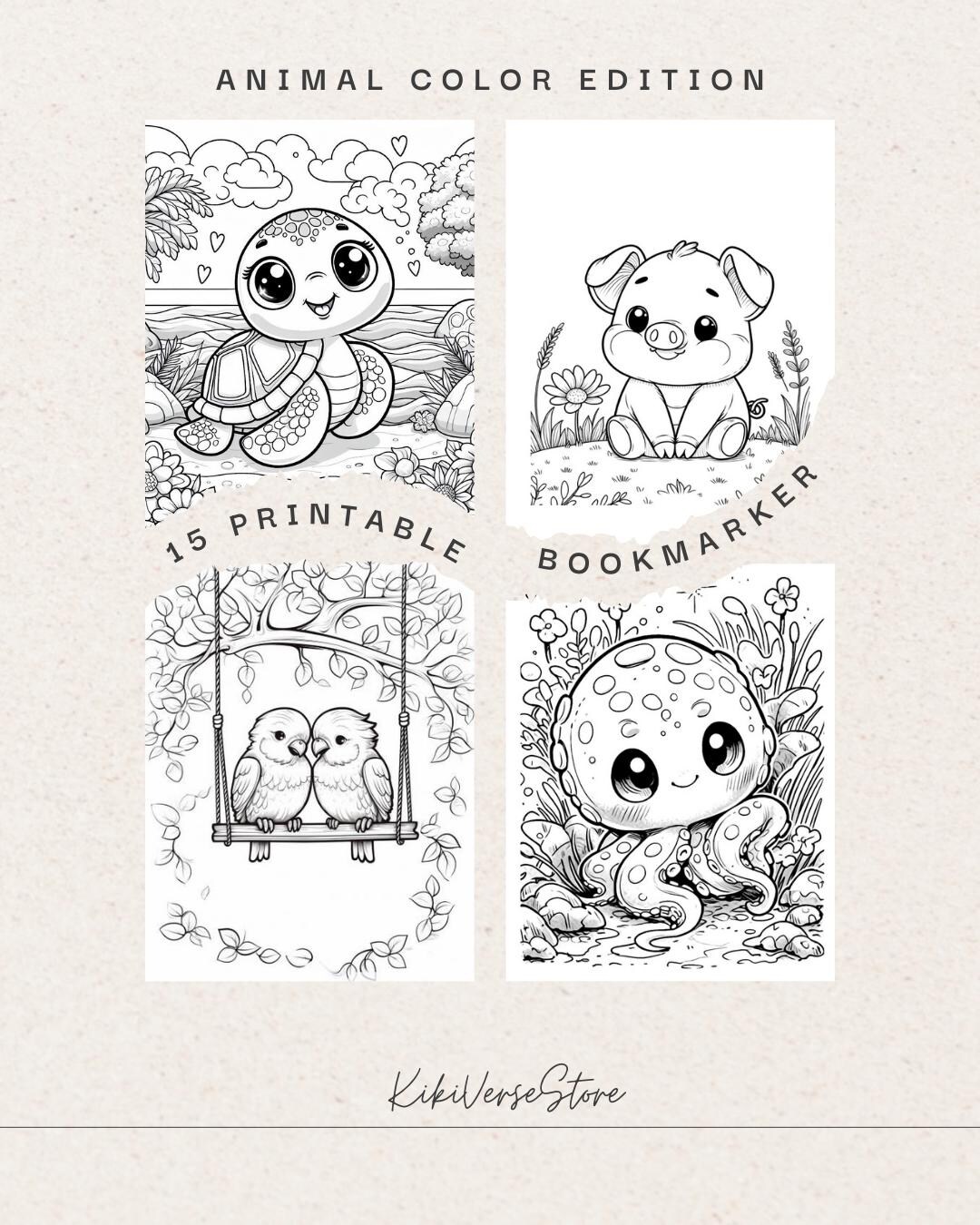 15 Printable Bookmarks for Kids / Animal Color Edition - Etsy