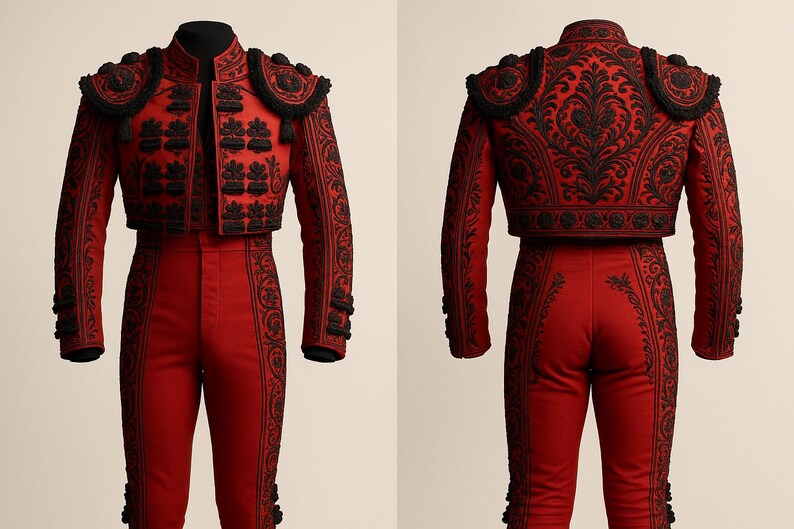 Black Embroidered Matador Suit: 3PC Spanish Bullfighting Attire - Etsy