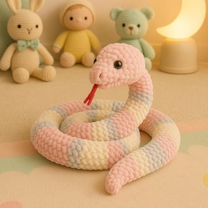 Crochet Snake Pattern,handmade Crochet Snake Plush – Amigurumi Snake ...