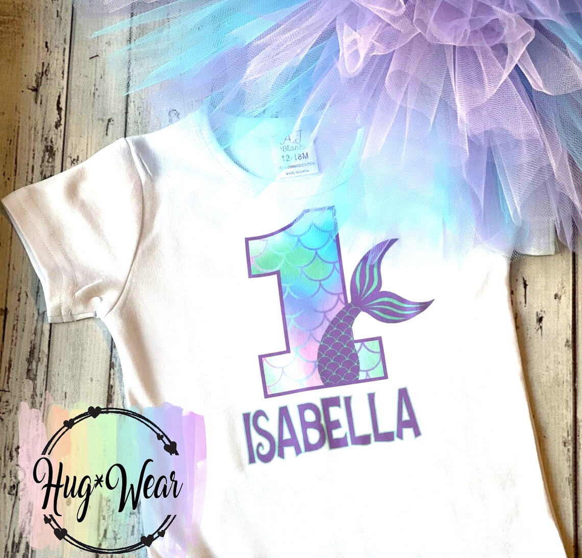 Pastel Mermaid Birthday Shirt: Personalized Number, Under the Sea Party ...