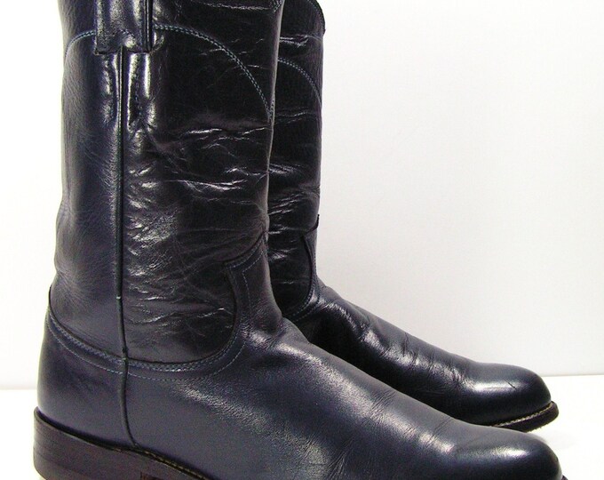 Cowboy Boots Womens 8.5 B M Ropers Navy Blue Leather Western - Etsy
