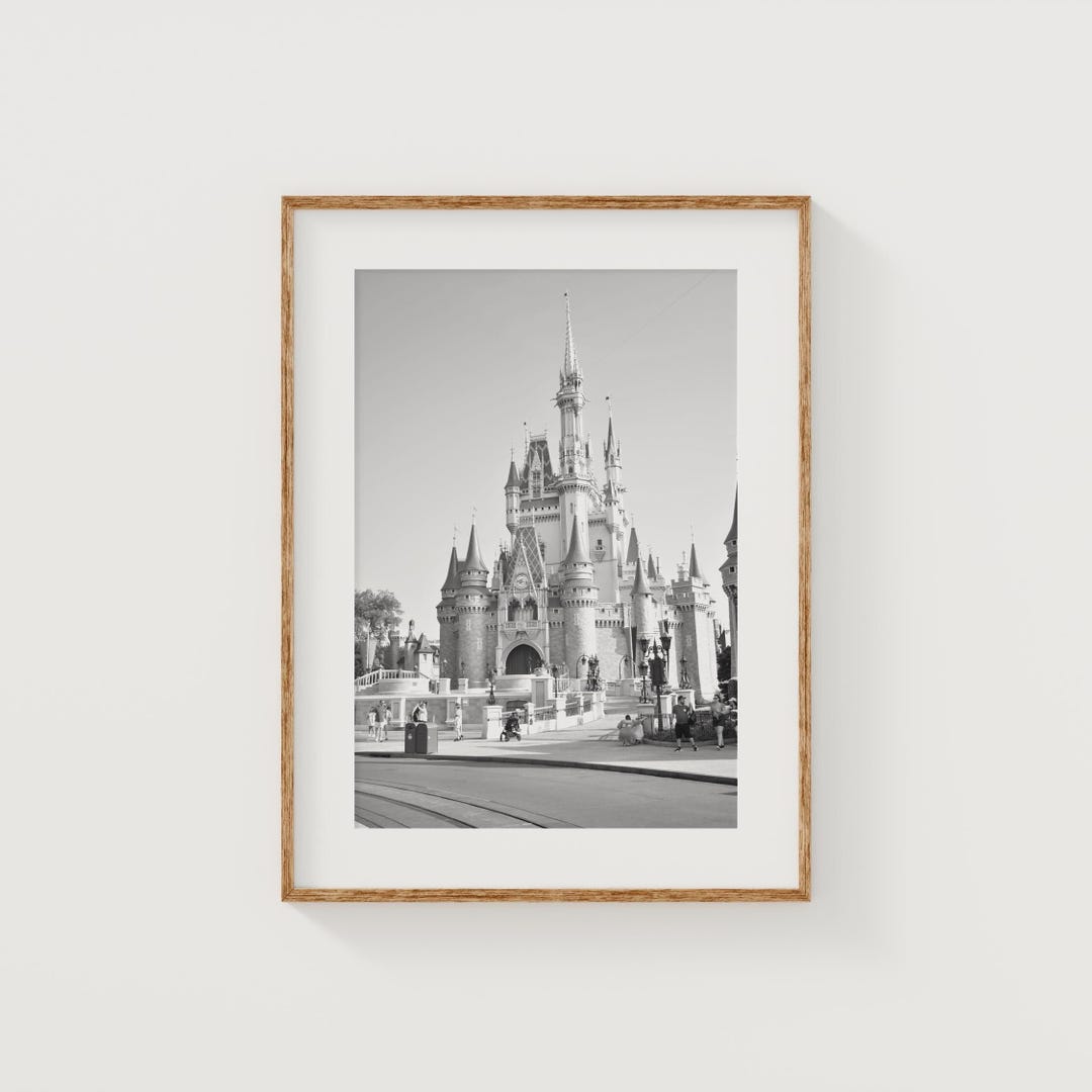 Cinderella Castle, Printable Wall Art, Black and White, Usa Poster ...