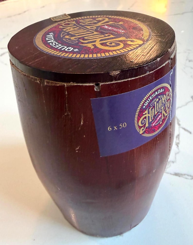 Vintage Wooden Barrel Box With Lid | Rustic Storage Canister | Man Cave ...