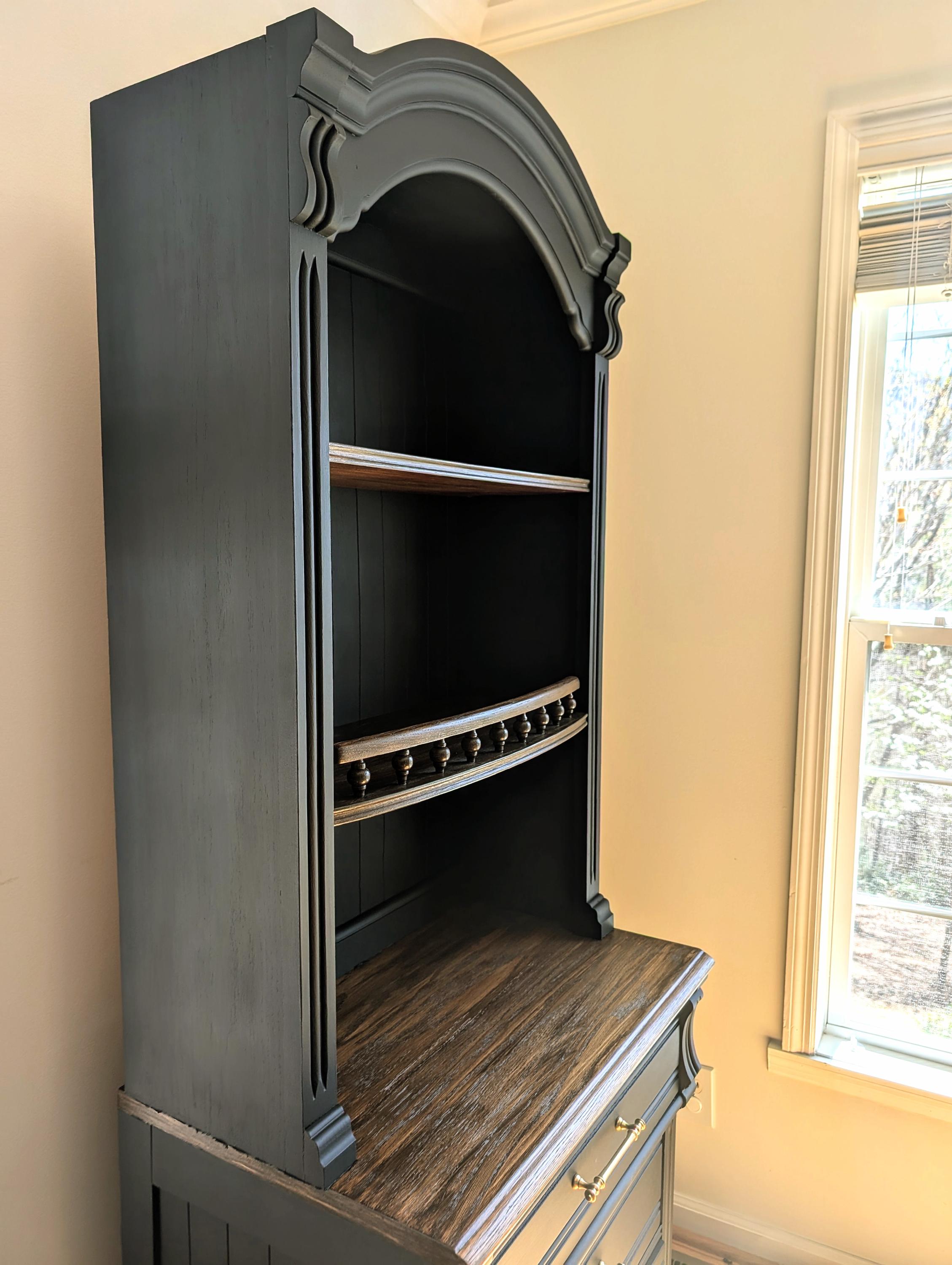 Moody Black Antique Arched Bookcase Hutch - Etsy
