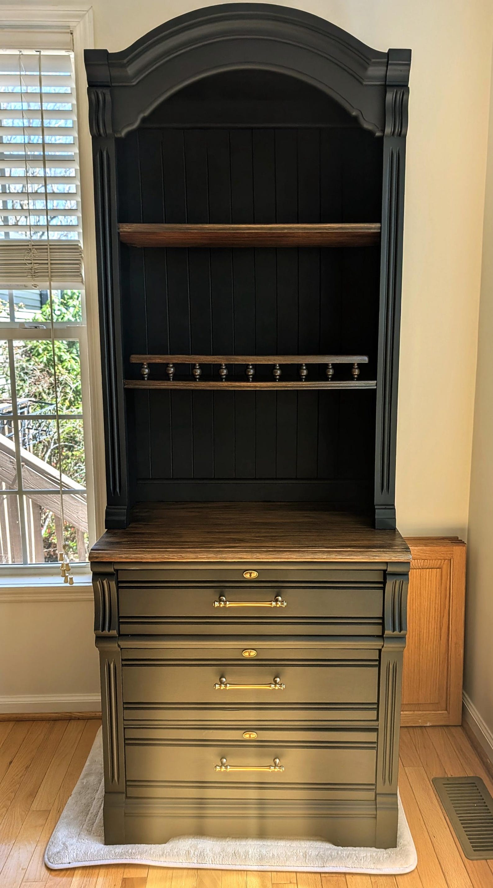 Moody Black Antique Arched Bookcase Hutch - Etsy