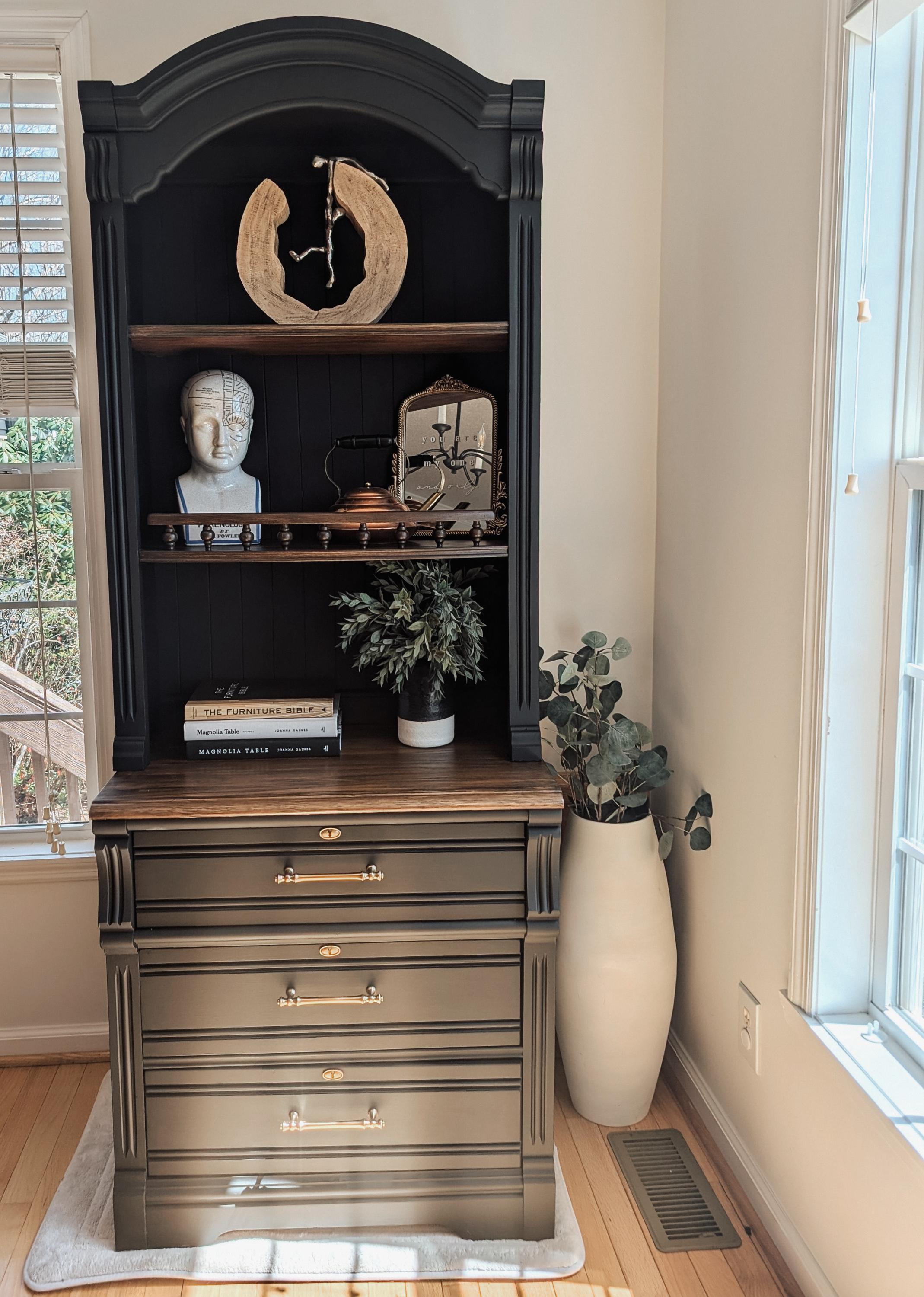 Moody Black Antique Arched Bookcase Hutch - Etsy