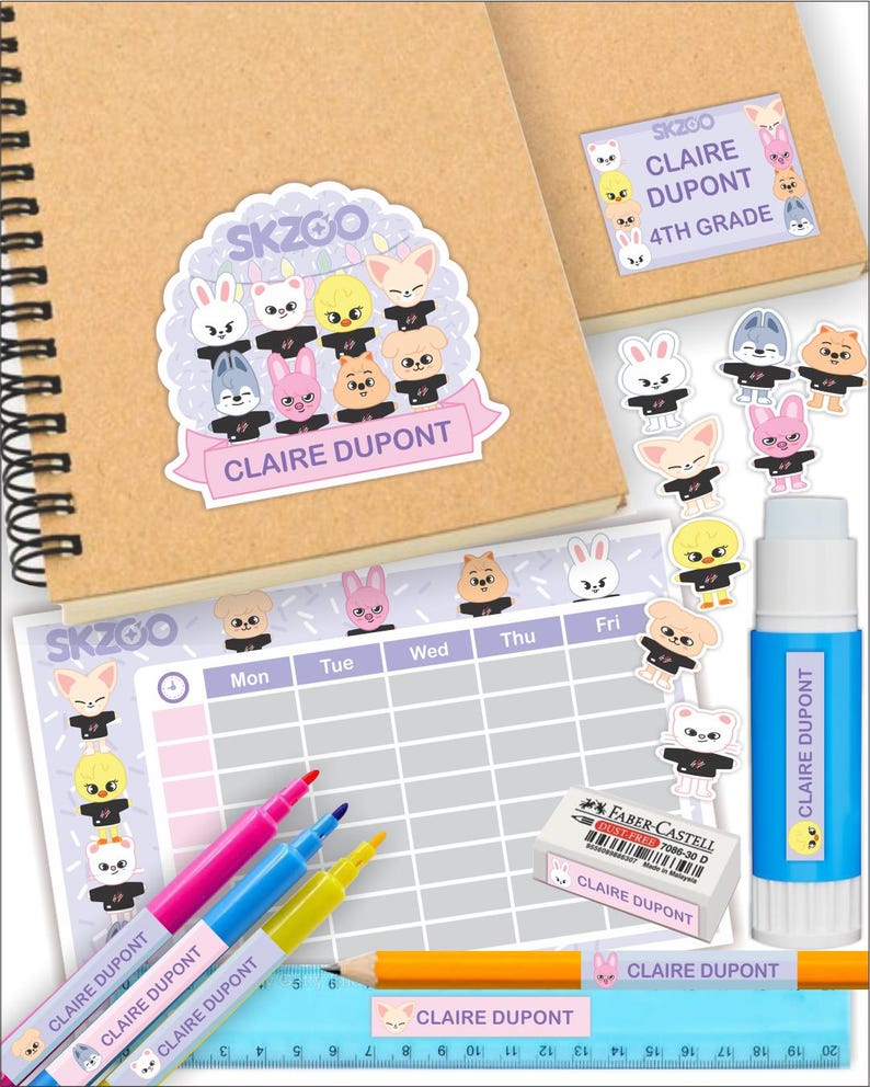 Stray Kids Skzoo Printable School Labels. Editable Template. Stray Kids ...