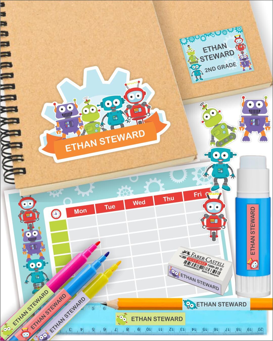 Robots Printable School Labels. Editable Template. Robots Back to ...