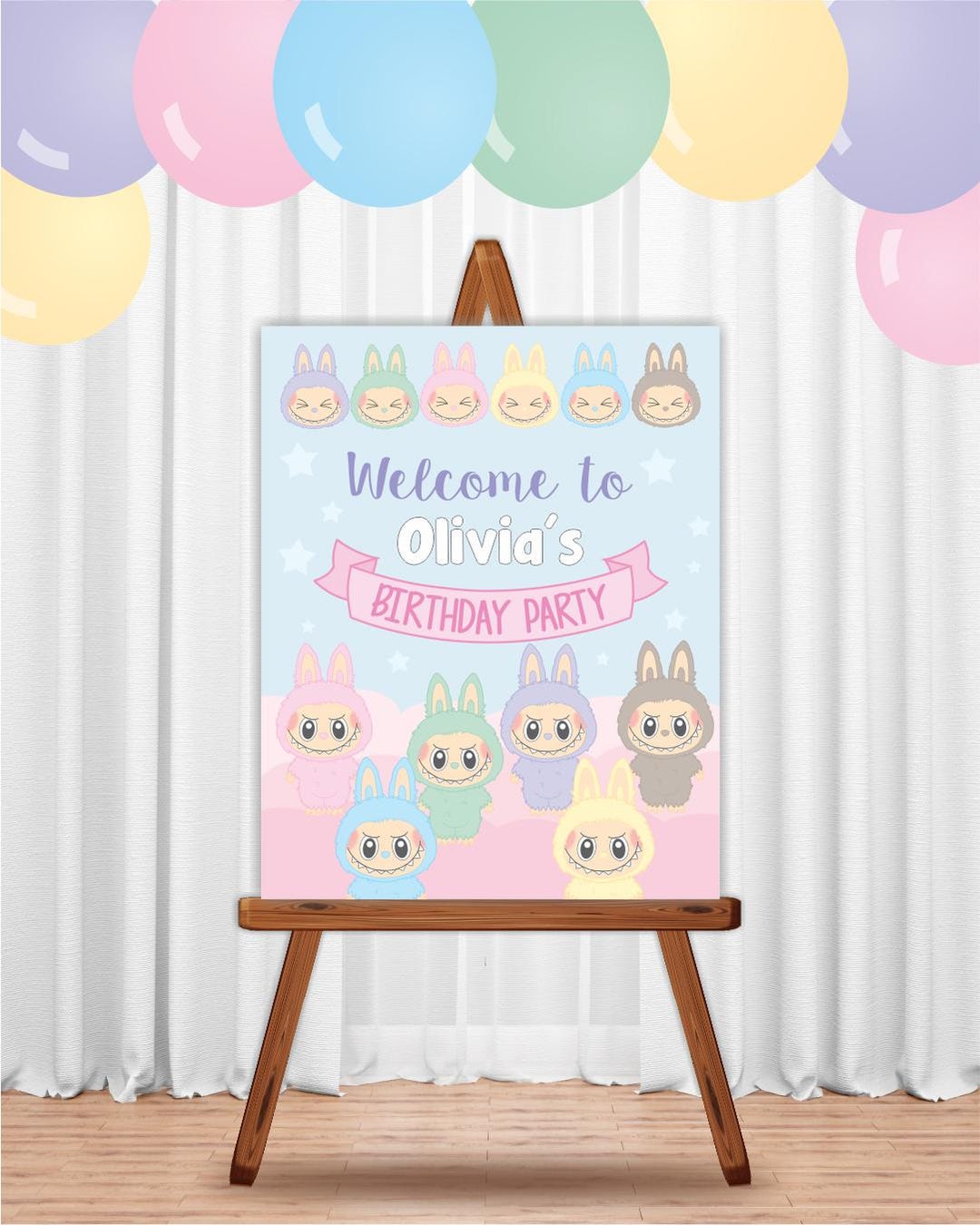 Labubu Birthday Welcome Sign. Labubu Party Supplies. Labubu Birthday ...