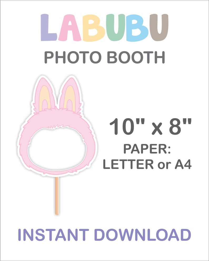 Labubu Printable Photo Booth. Labubu party supplies. Labubu Birthday ...