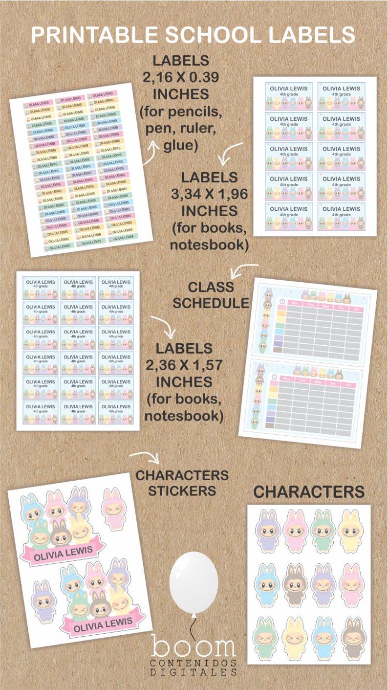 Labubu Printable School Labels. Editable Template. Labubu Back to ...