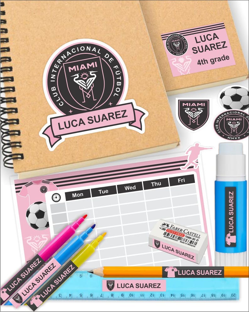 Inter Miami Printable School Labels. Editable Template. Inter Miami ...