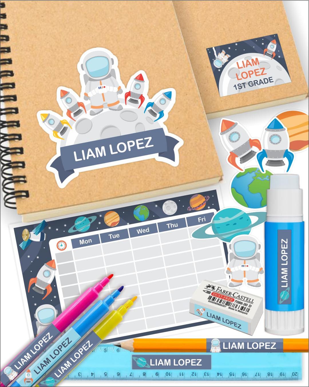 Space Printable School Labels. Editable Template. Outer Space Back to ...