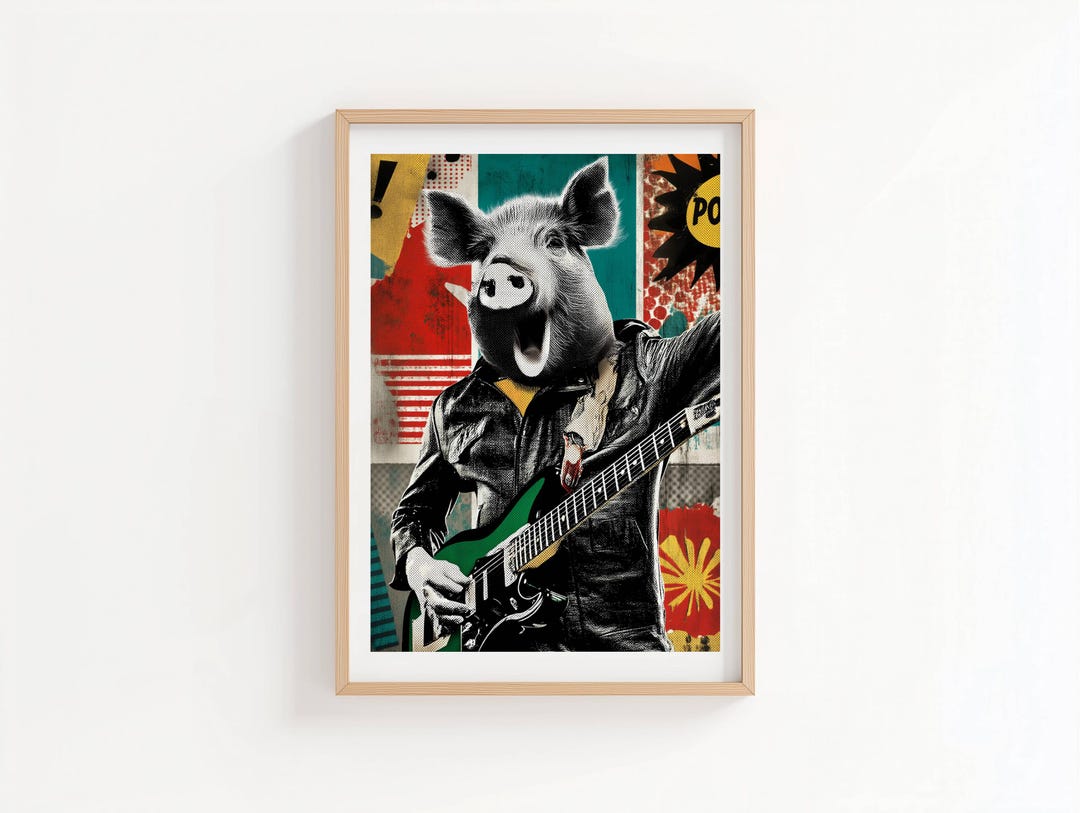 Rockstar Pig Art Print | Heavy Metal Pig Parody (digital Download) - Etsy