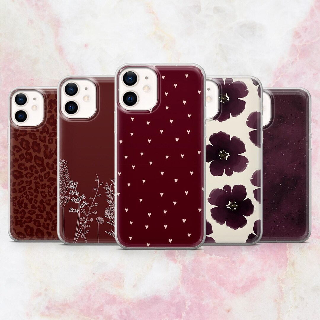 Burgundy Phone Case Maroon Dark Red Cover for iPhone 16, 15, 14, 13, 12 ...