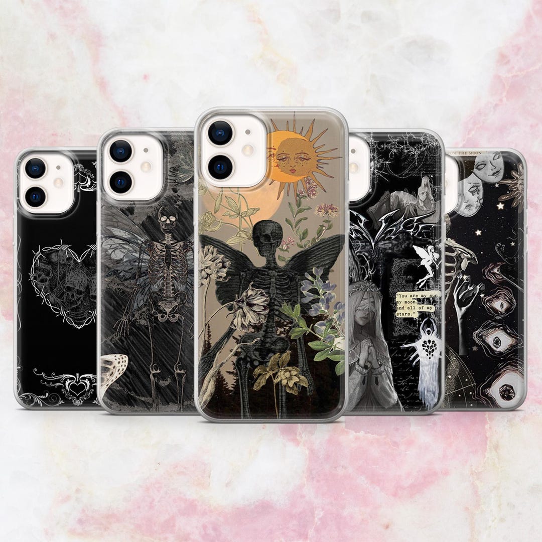 Grunge Phone Case Punk Edgy Gothic Cover for iPhone 16, 15, 14, 13, 12 ...