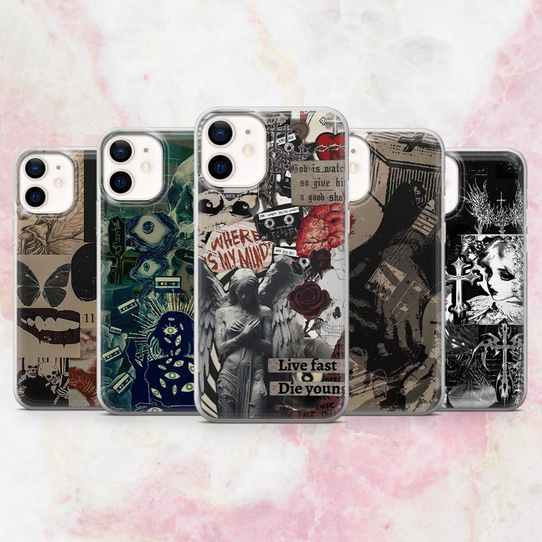 Grunge Phone Case Goth Punk Alt Cover for iPhone 16, 15, 14, 13, 12, 11 ...