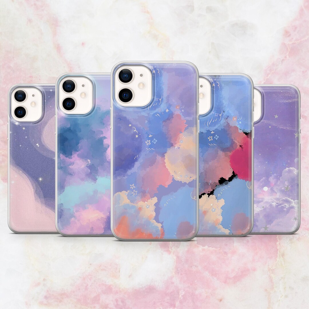Purple Sky Phone Case Dreamy Pastel Cloud Cover for iPhone 16, 15, 14 ...