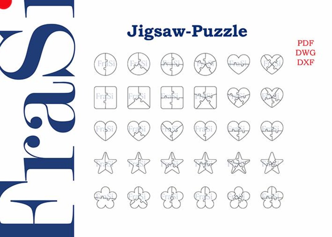 Puzzle in Various Shapes – DWG File for Laser Cutting, CNC, Graphics ...