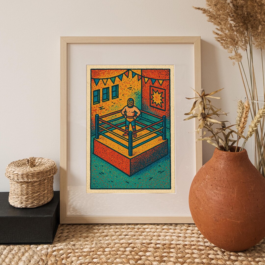 Luchador Art Print: Retro Mexican Wrestler Poster - Etsy
