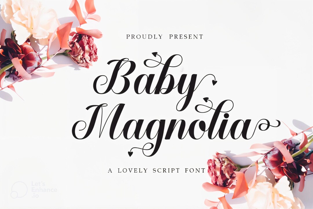 Magnolias Script Font, Digital Calligraphi Font, Handwriting Font ...