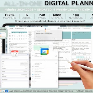 Undated Digital Planner for Goodnotes: Daily, Weekly, Monthly Journal ...