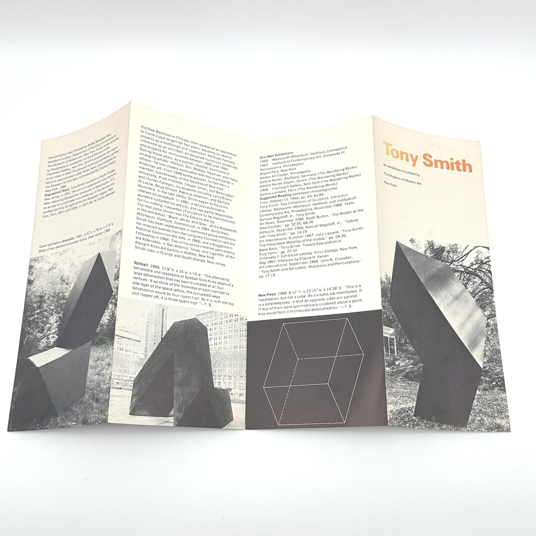 Tony Smith Moma Sculpture Booklet 1970s Minimalism Foldout Museum ...