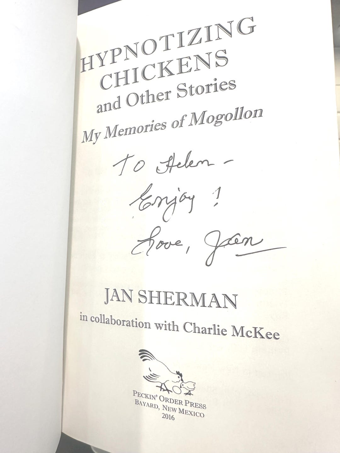 SIGNED FIRST EDITION New Mexico Memoir Book | Hypnotizing Chickens Jan ...