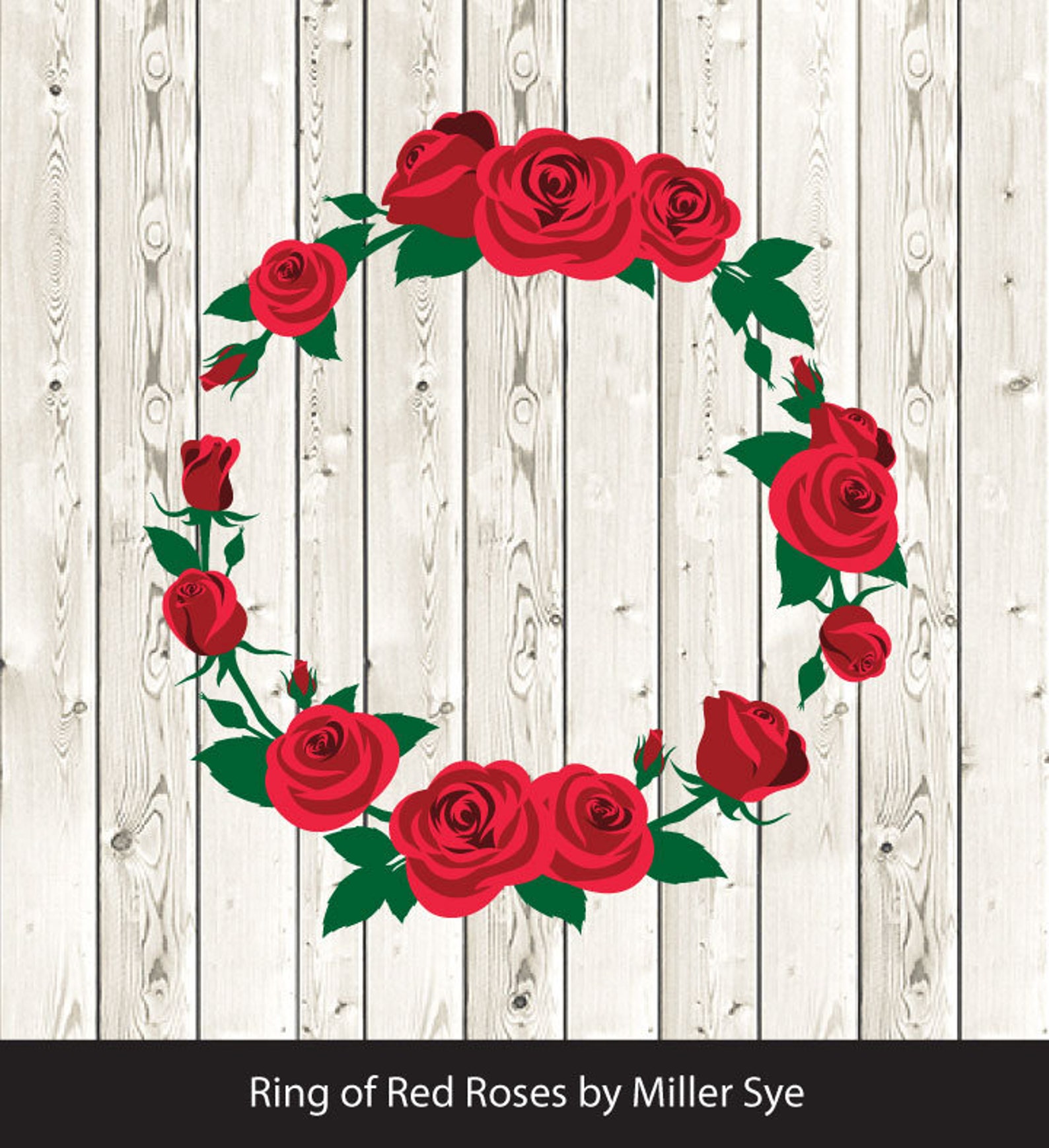 Ring of Red Roses Flower Wreath SVG JPG PDF Digital - Etsy