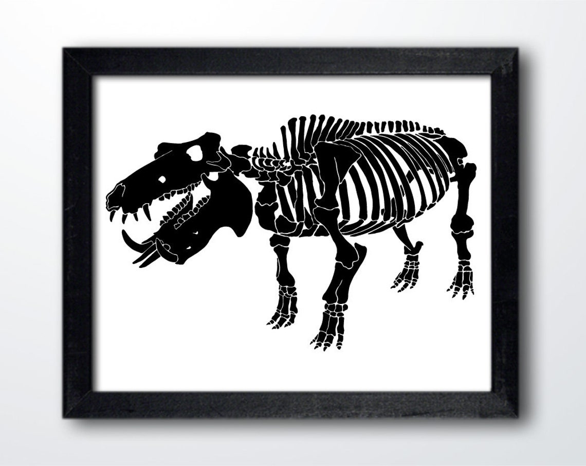 Hippopotamus Skeleton - Digital Download, Hippo Art, Halloween Hippo ...