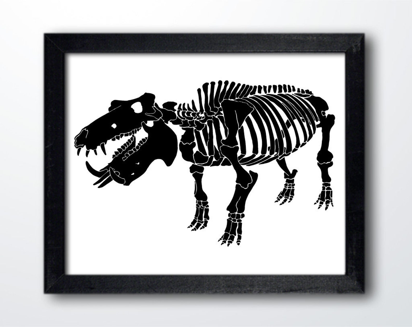 Hippopotamus Skeleton - Digital Download, Hippo Art, Halloween Hippo ...
