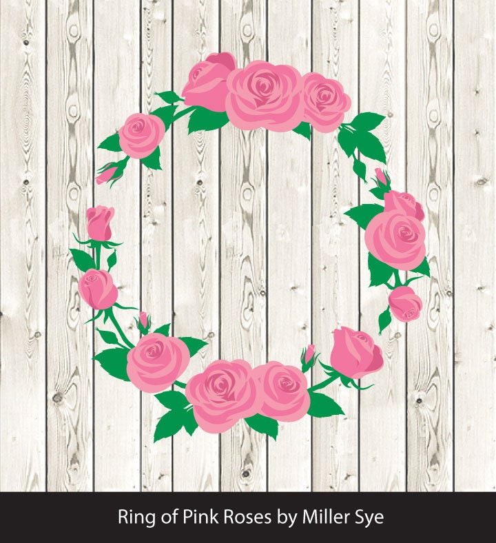 Ring of Pink Roses Flower Wreath SVG JPG PDF Digital | Etsy