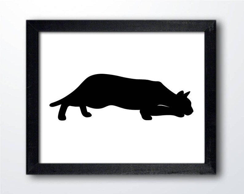 Stalking Cat Digital Download Cat Silhouette Cat Decor - Etsy